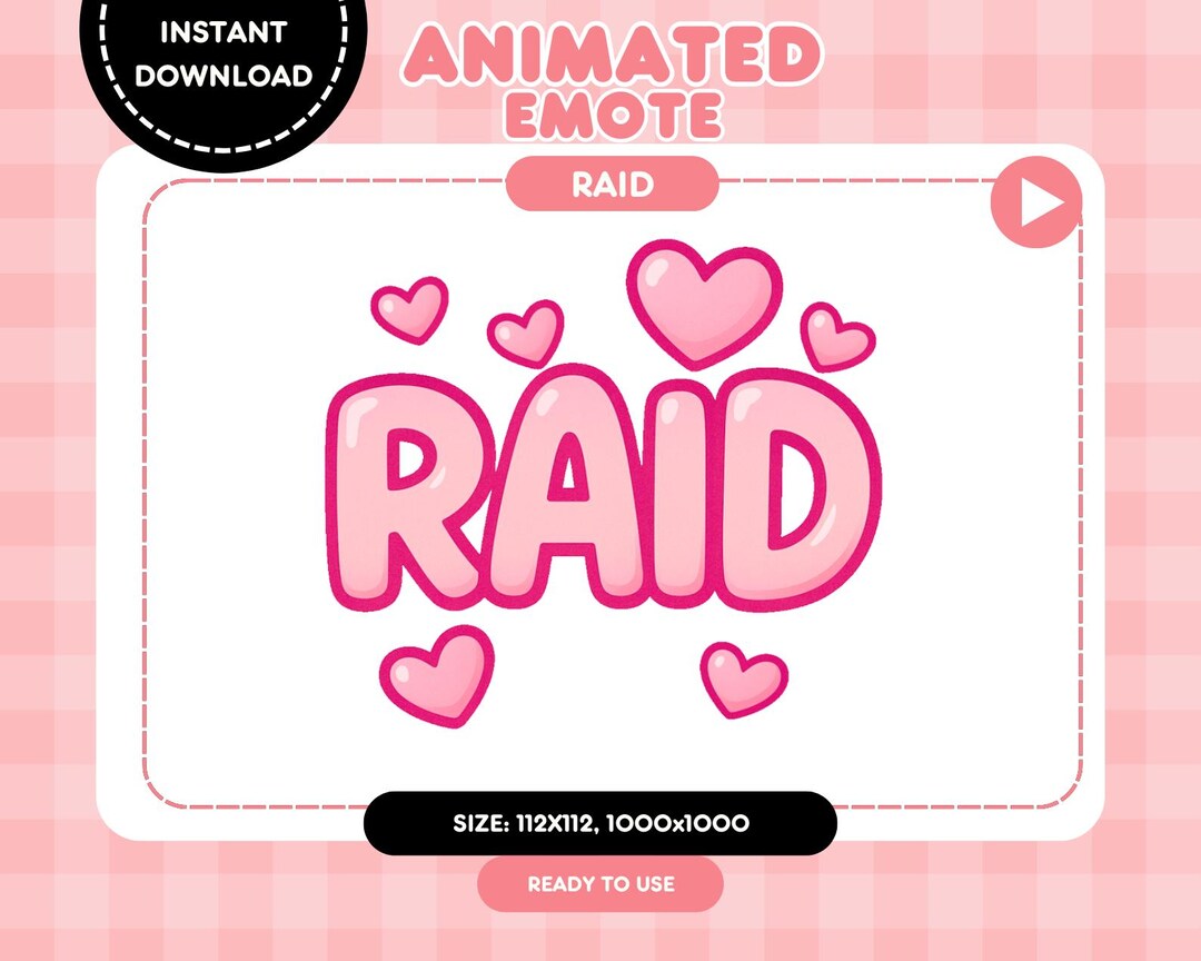 Animated Pink Raid Emote: Kawaii Twitch Streamer Emote, GIF, Word Emote ...