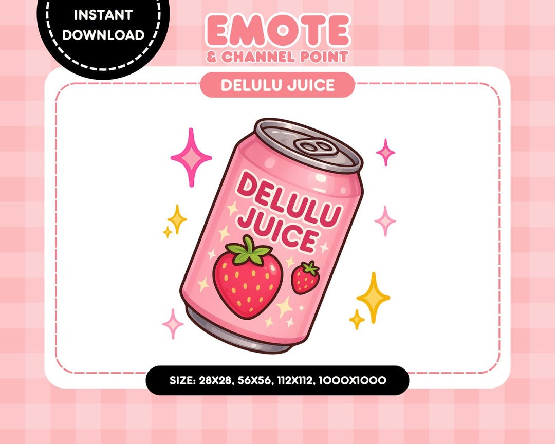 Delulu Juice Twitch Emote, Cute Channel Point Icon, Meme Emote, Pink ...