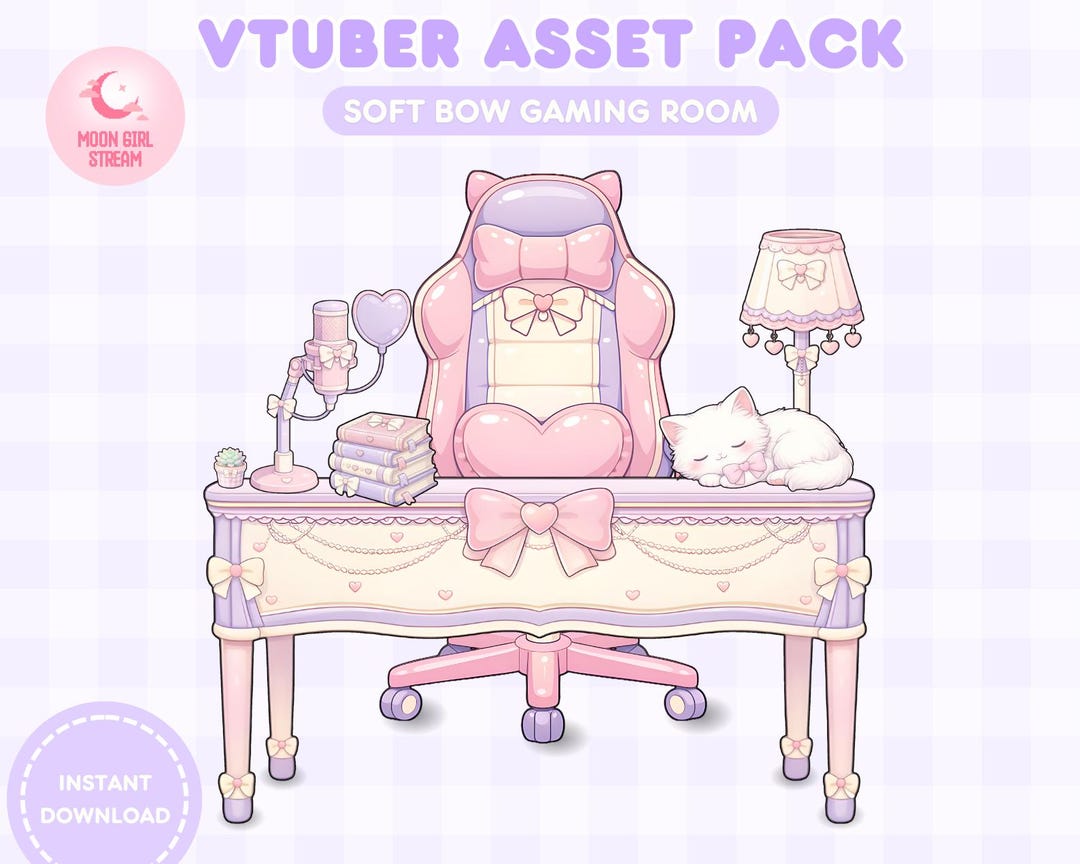Vtuber Gaming Room Asset Pack | Kawaii Pastel Tuber Props | Gaming ...