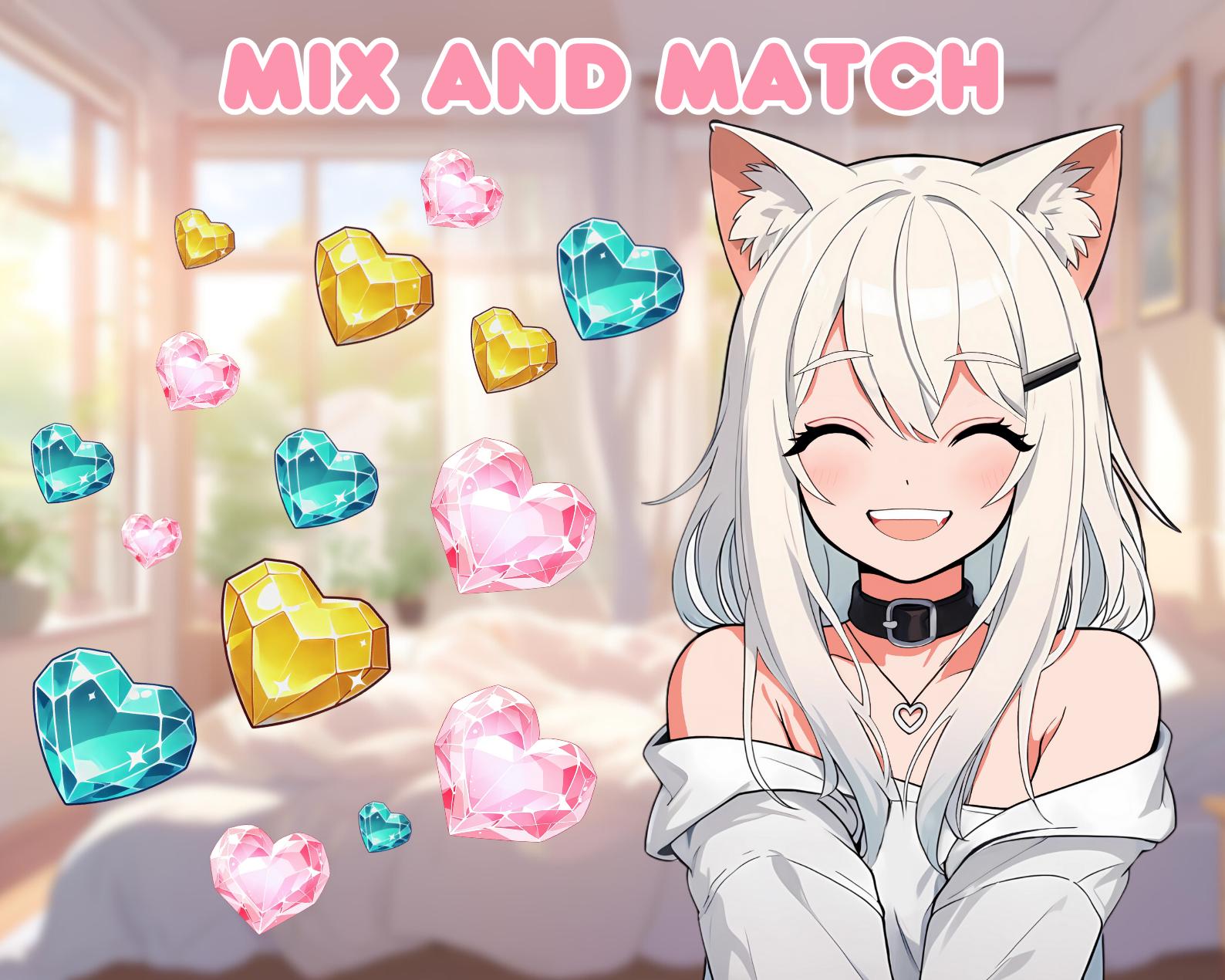 Vtuber Throwable Crystal Heart Assets: Interactive Stream Props (PNG ...