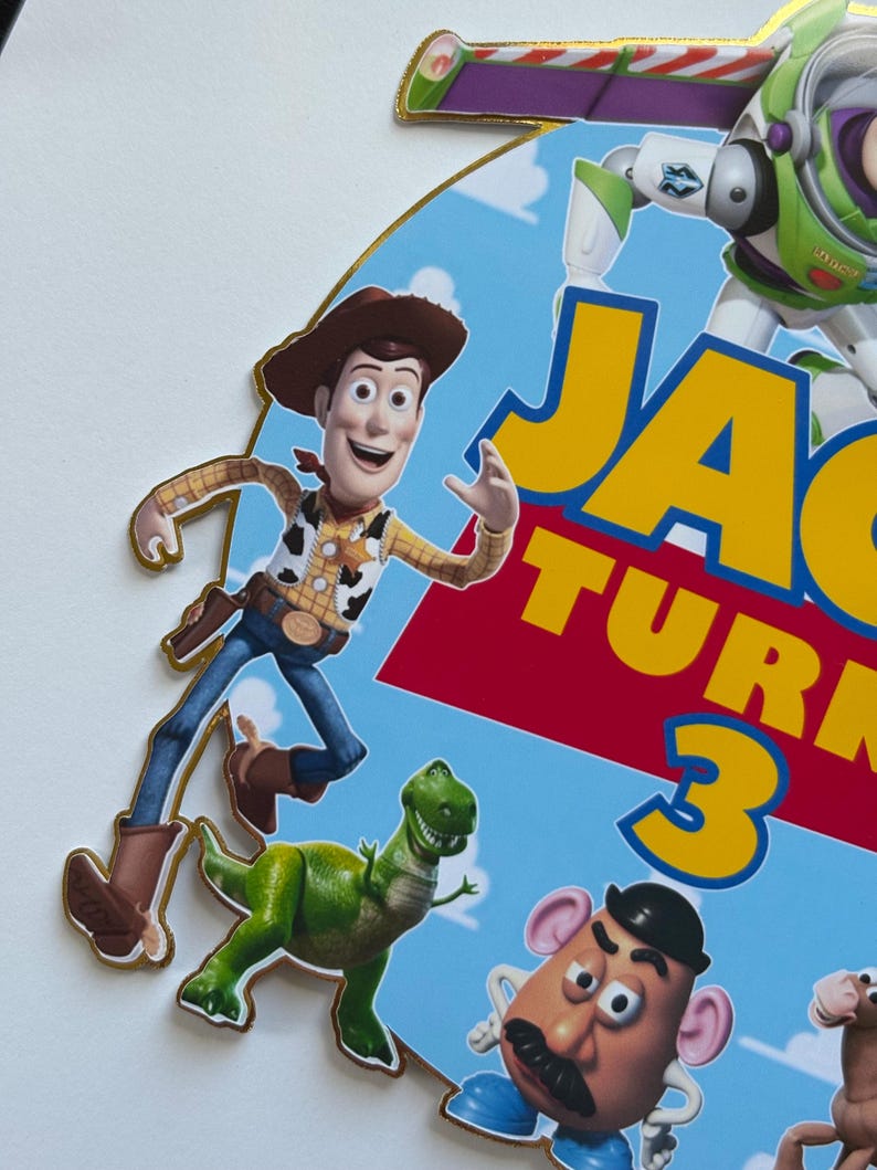 Personalised Toy Story Cake Topper, Custom Name & Age Birthday Cake ...