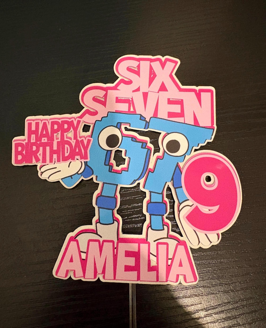 5” "6/7 Girly Cake Topper PINK - Viral Tiktok Trend - Custom Birthday ...