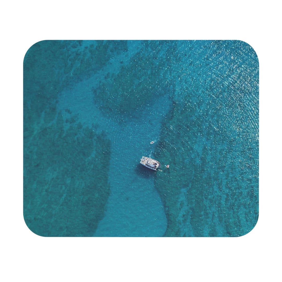 Rectangle Mouse Pad, Crystal Blue Water Boat Swimmers Desk Mat, Office ...