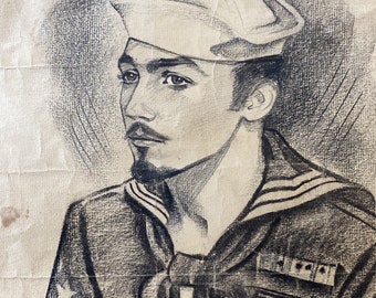 Vintage Charcoal Drawings & Illustrations - Etsy