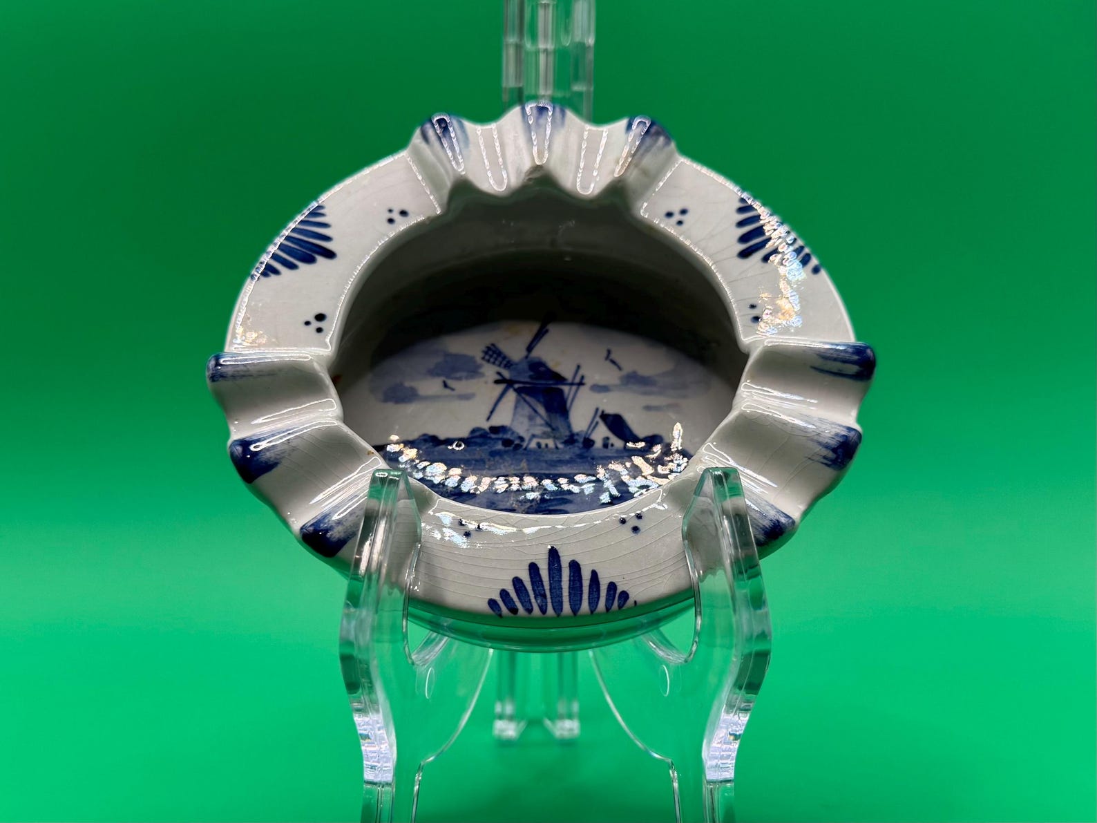 Vintage Hand Painted Blue Delft Ashtray Overhanging Rim - Etsy
