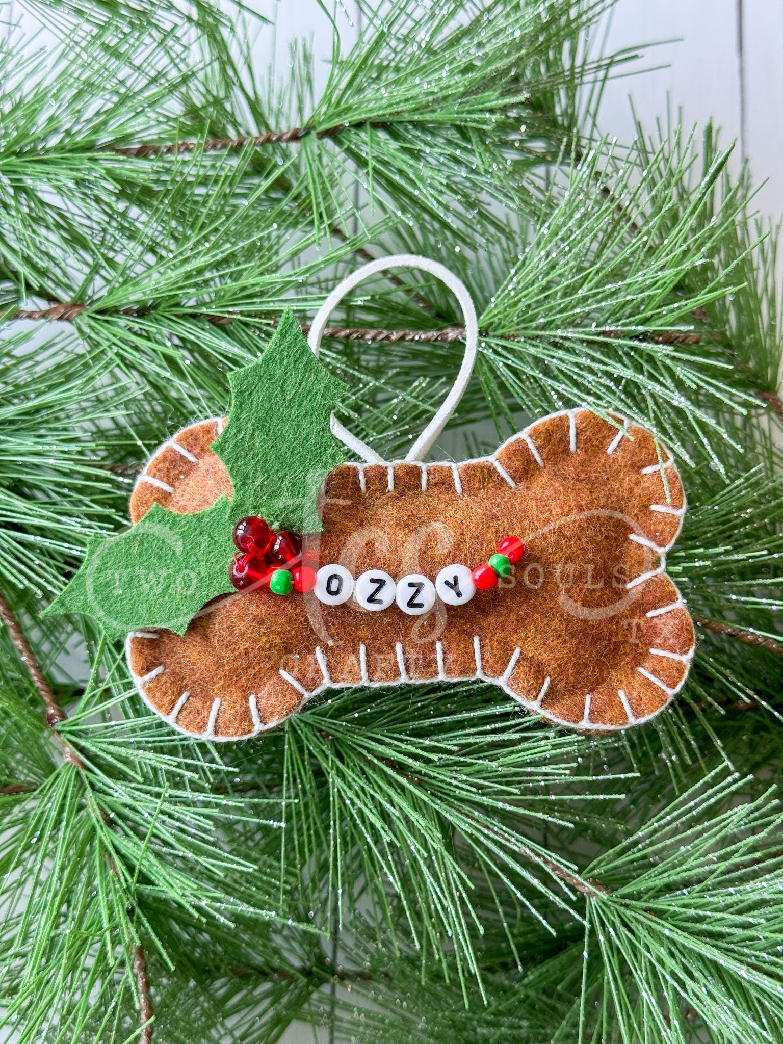 Personalized Felt Dog Bone Ornament: Custom Pet Name Christmas Keepsake ...