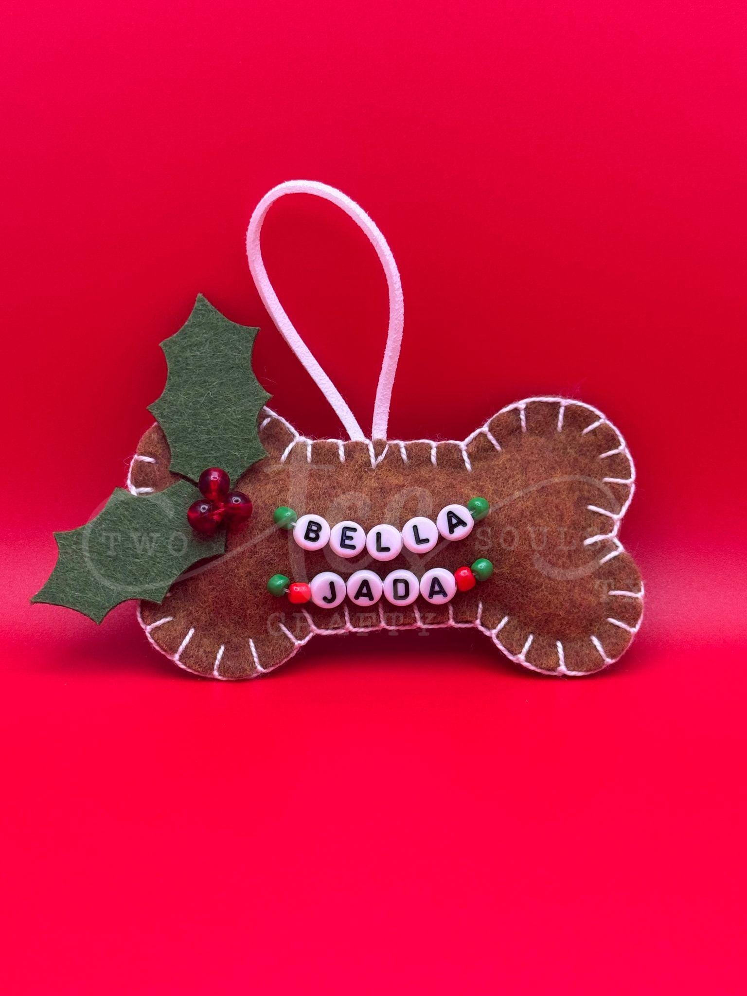 Personalized Felt Dog Bone Ornament: Custom Pet Name Christmas Keepsake ...