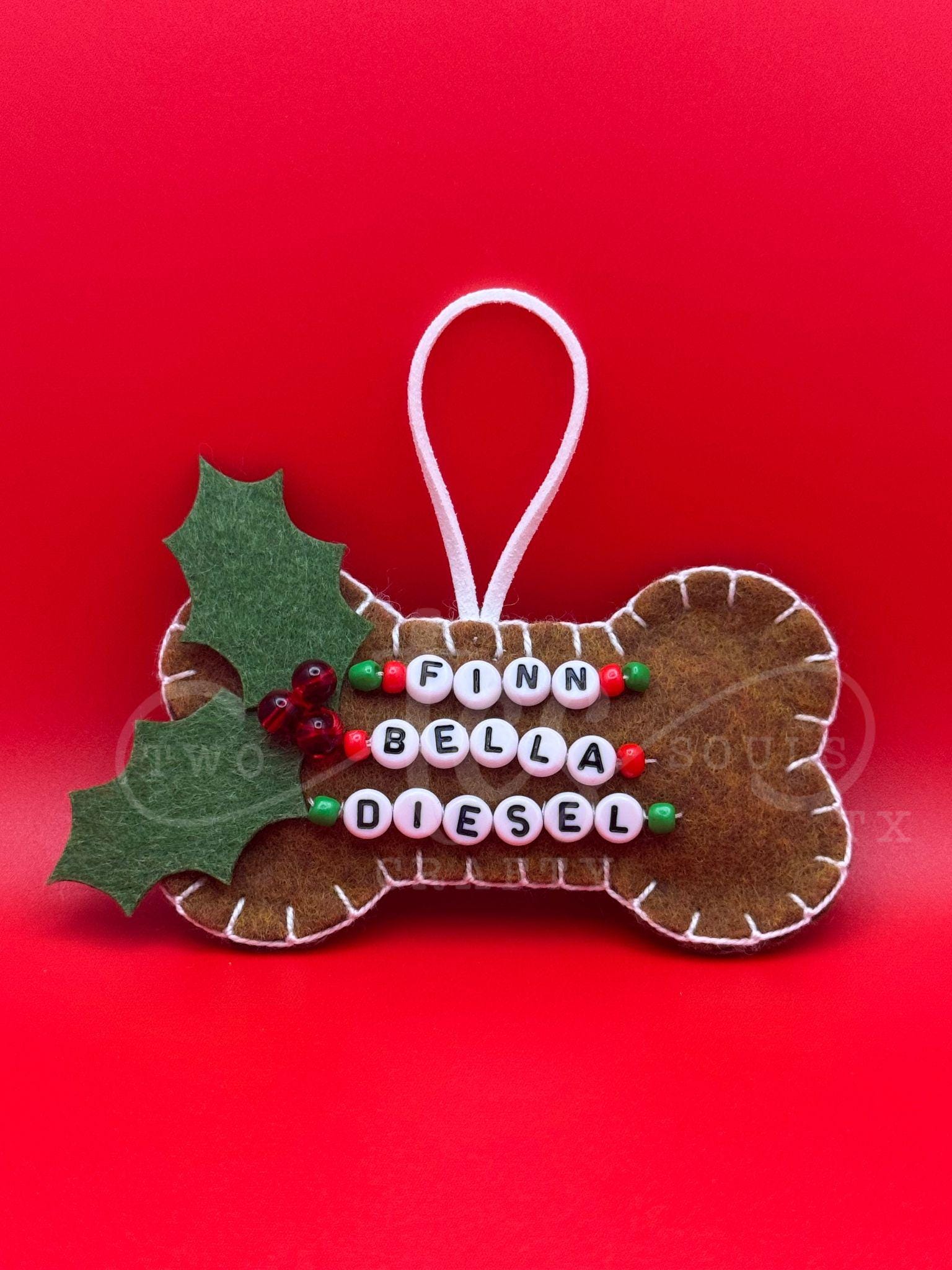 Personalized Felt Dog Bone Ornament: Custom Pet Name Christmas Keepsake ...