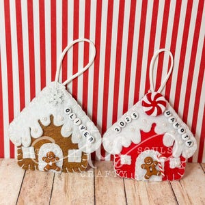 Personalized Felt Gingerbread House Ornament: Handmade Christmas Decor ...