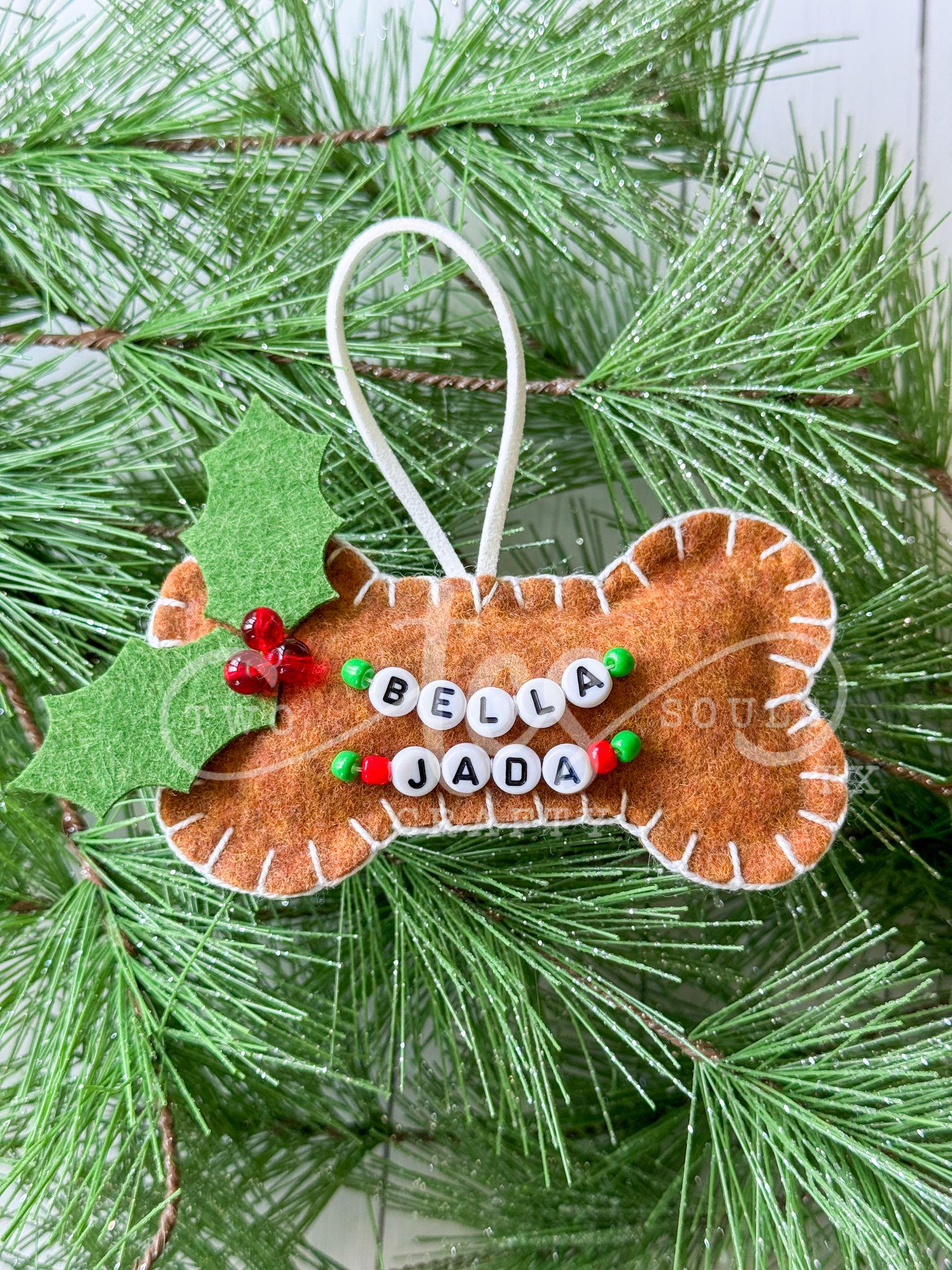 Personalized Felt Dog Bone Ornament: Custom Pet Name Christmas Keepsake ...