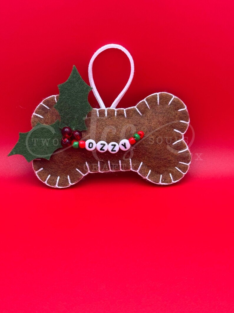 Personalized Felt Dog Bone Ornament: Custom Pet Name Christmas Keepsake ...