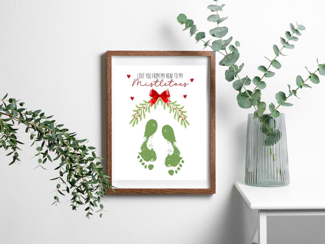 Mistletoe Christmas Footprint Art Craft, Holiday Craft, Preschool ...