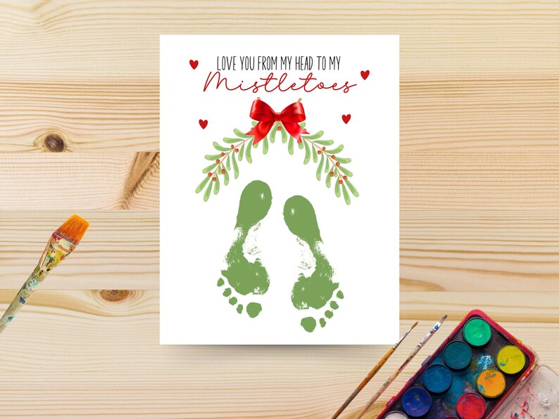 Mistletoe Christmas Footprint Art Craft, Holiday Craft, Preschool ...