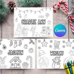 Kids Personalized Christmas Coloring Mat, Christmas Coloring Page ...