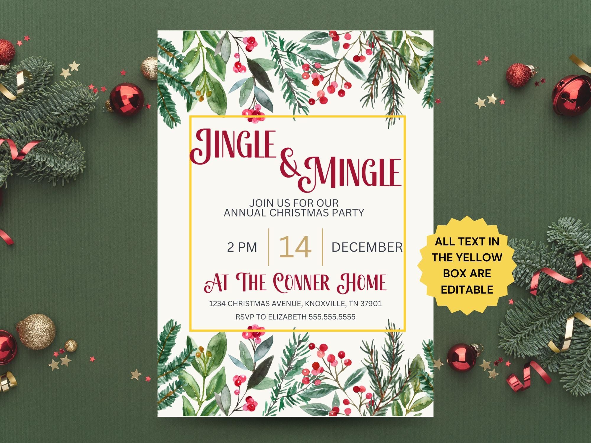 Jingle and Mingle Party Invitation, Holiday Party Invitation Template ...