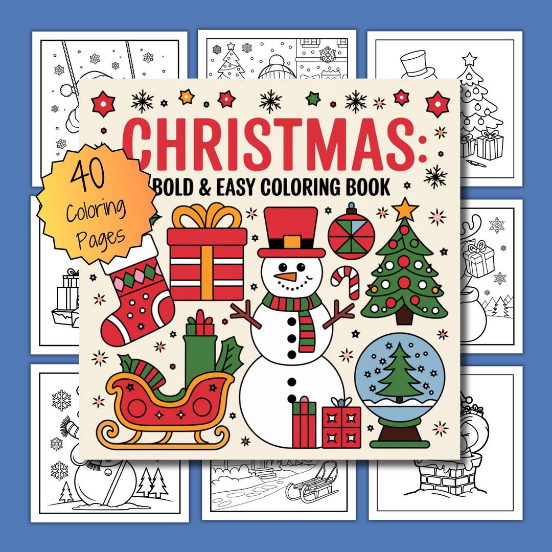 Bold and Easy Christmas Coloring Book, Christmas Gift, Christmas ...