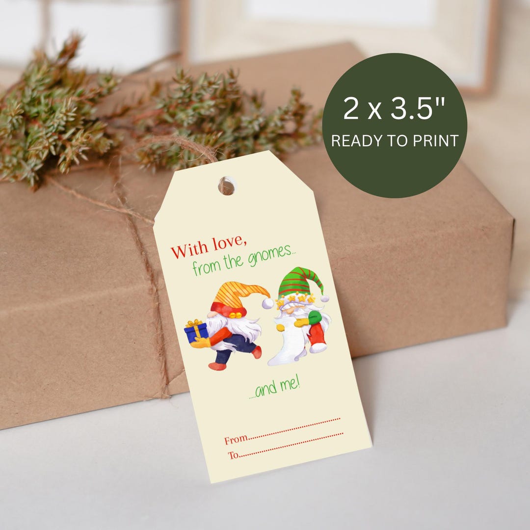 Christmas Gnome Gift Tags, Printable Christmas Gift Tags, Ready to ...