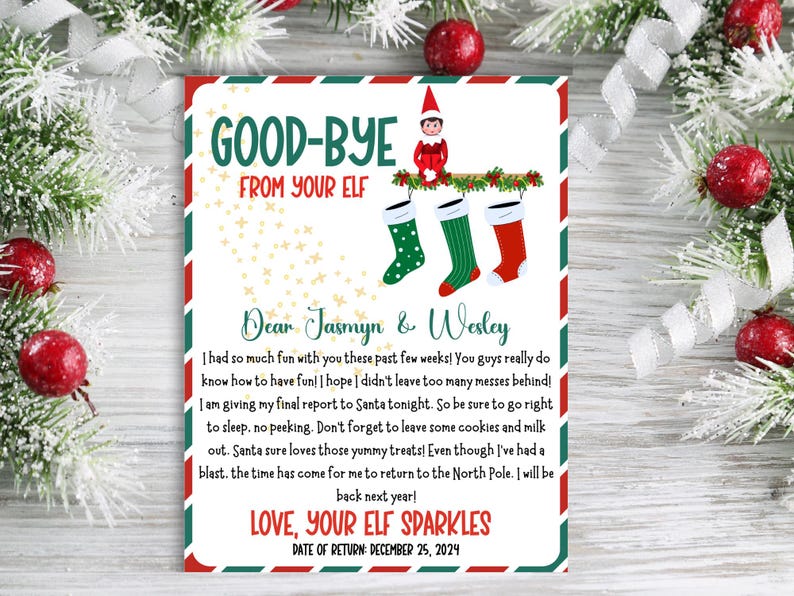 Editable Elf Arrival and Goodbye Letter Set, Christmas Elf Letter Combo ...