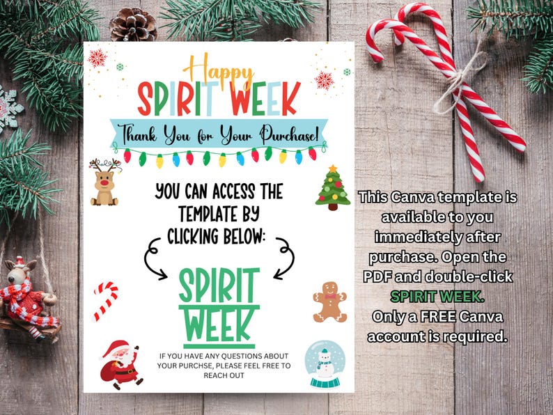 EDITABLE Christmas Spirit Week Flyer Canva Template, School Spirit ...