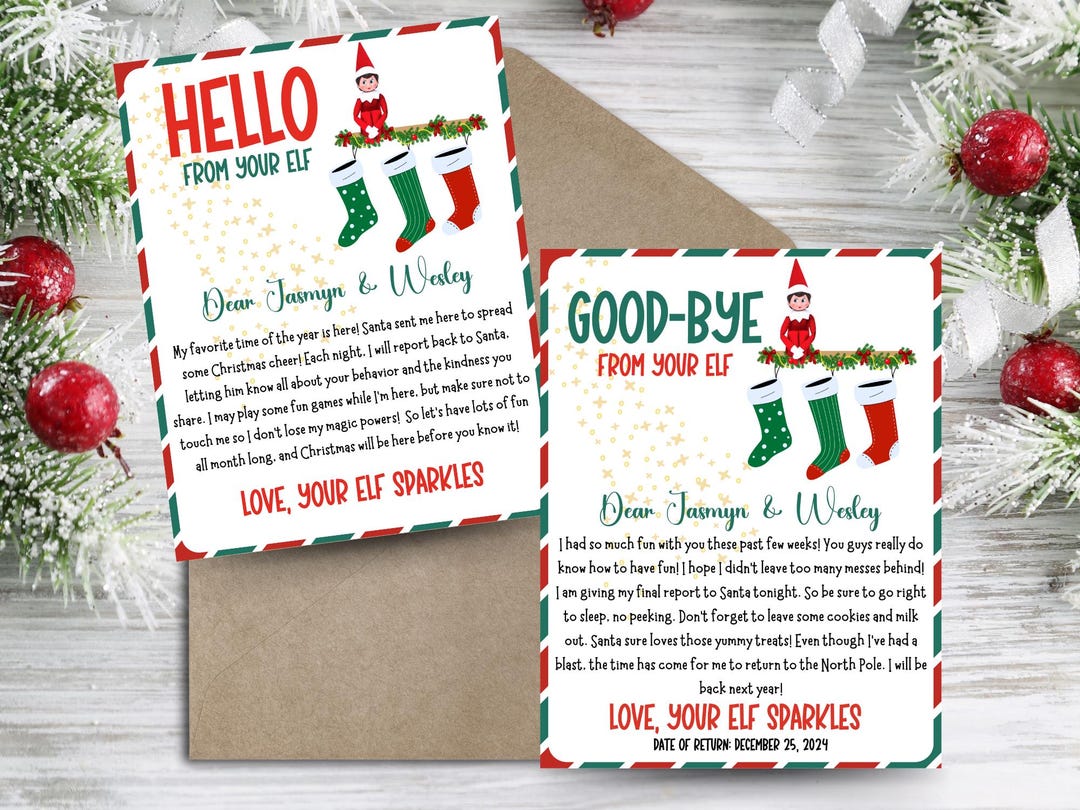 Editable Elf Arrival and Goodbye Letter Set, Christmas Elf Letter Combo ...