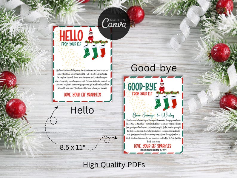 Editable Elf Arrival and Goodbye Letter Set, Christmas Elf Letter Combo ...