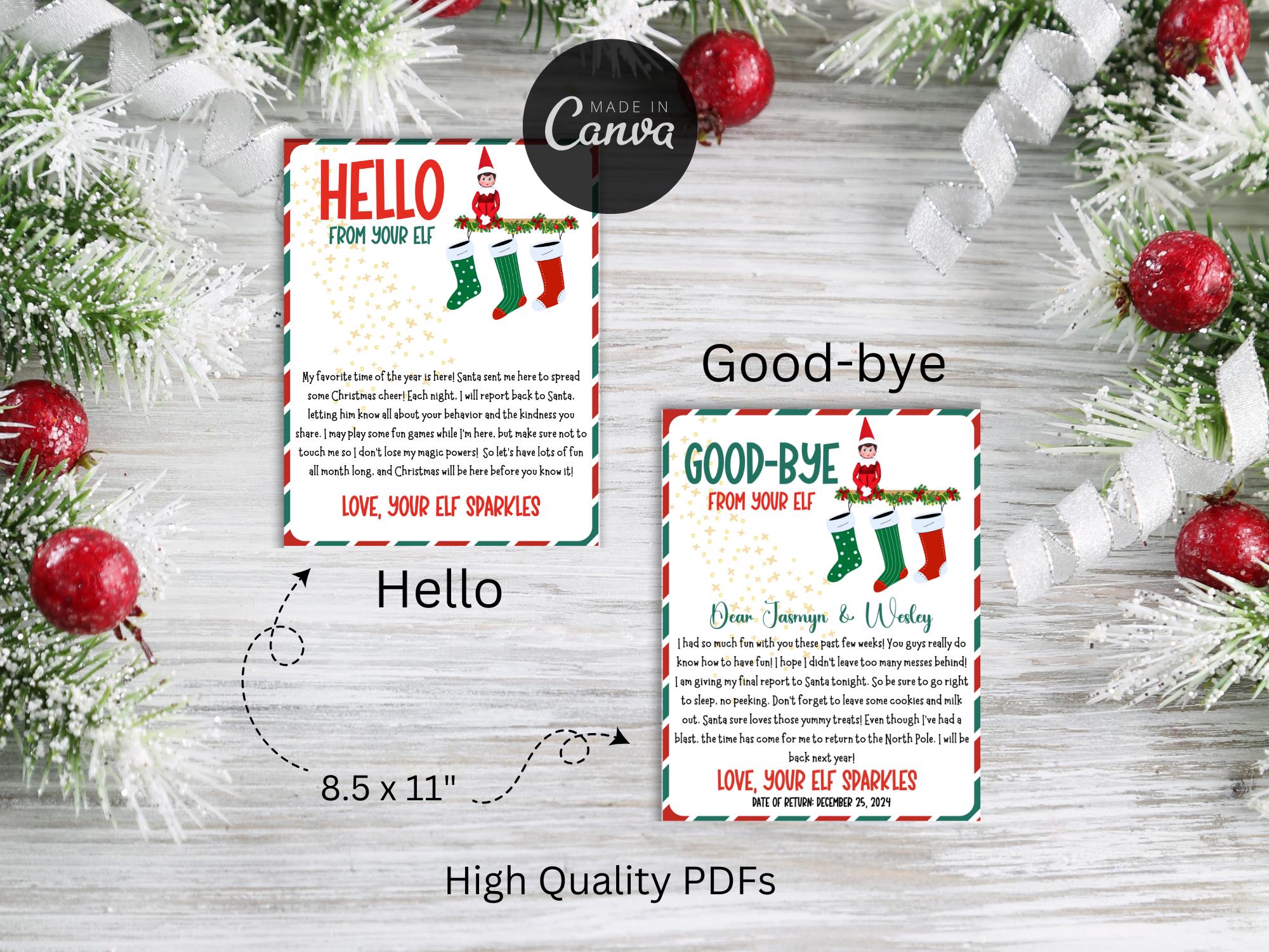 Editable Elf Arrival and Goodbye Letter Set, Christmas Elf Letter Combo ...