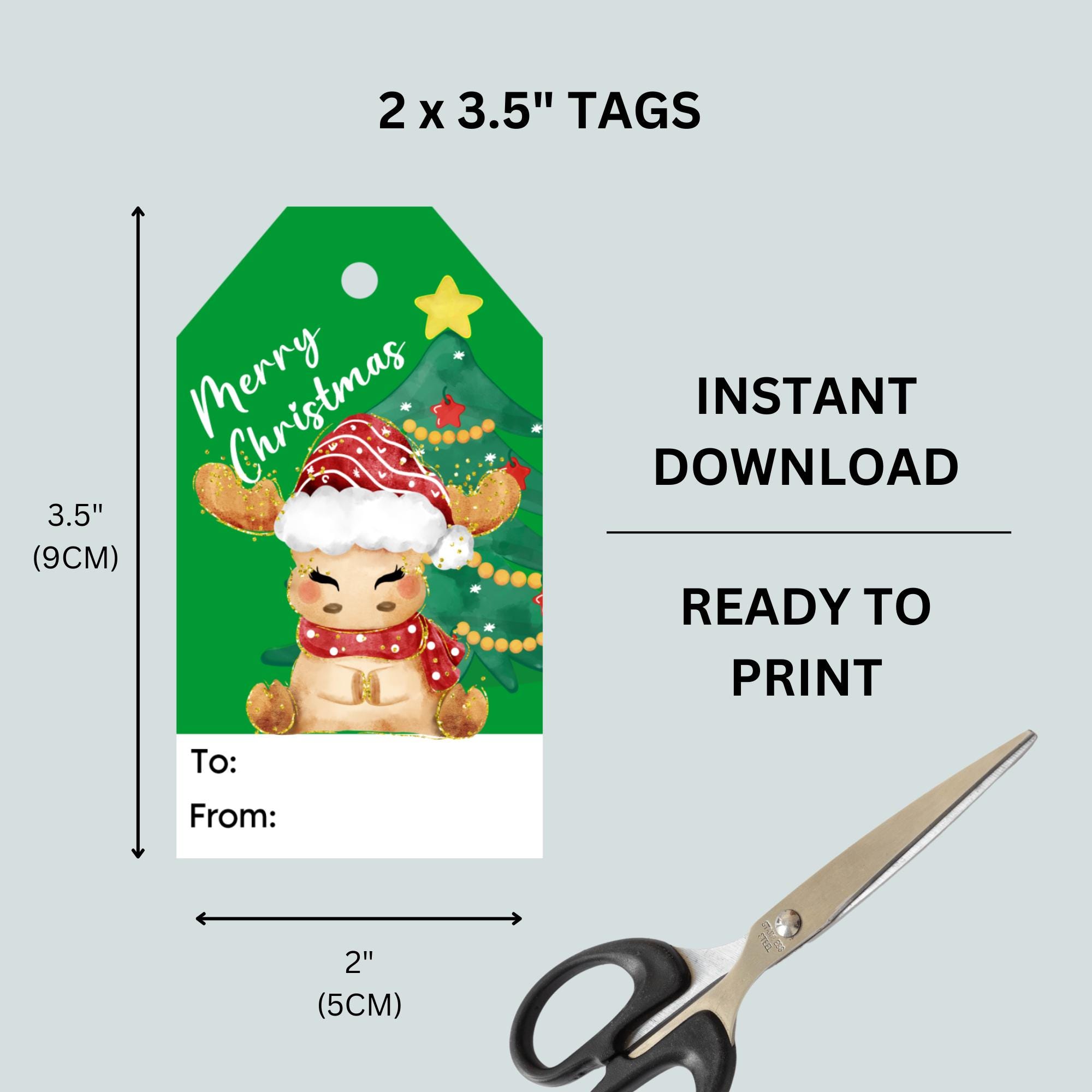 Printable Christmas Gift Tags, Cute Animals Christmas Gift Tags Set ...
