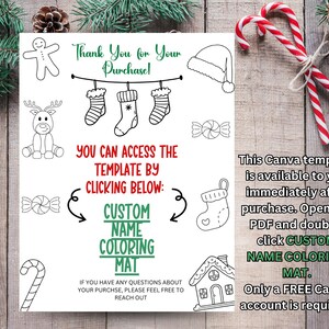 Kids Personalized Christmas Coloring Mat, Christmas Coloring Page ...