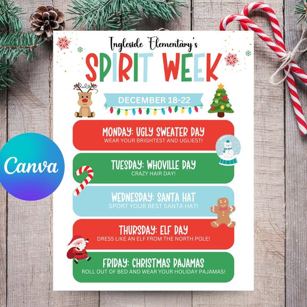 Holiday Spirit Week Flyer - Etsy