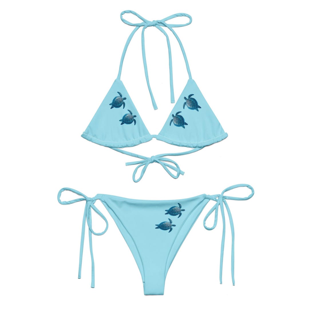 White and Blue Triangle Bikini, Ocean Inspired Two Piece Swimsuit, Sexy ...