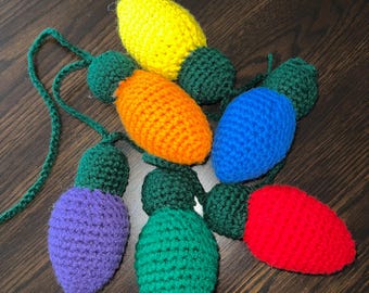 Traditional Crochet Christmas Light Bulb Garland Crochet X-mas Light ...