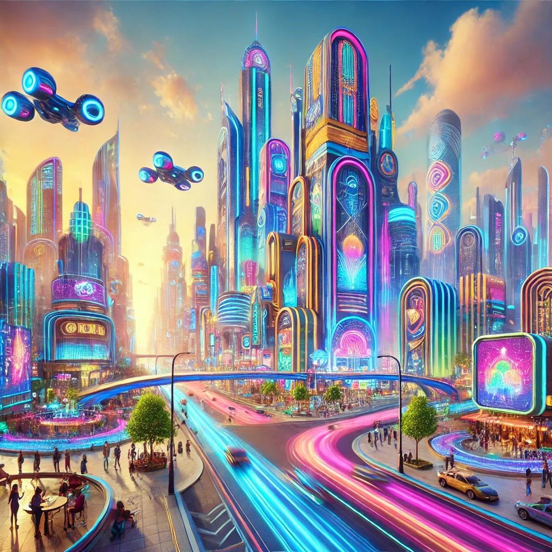 Colorful Futuristic City - Etsy