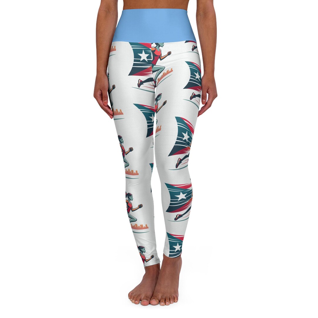Puerto Rico Flag High Waisted Yoga Leggings for Women Runners, Athletic ...