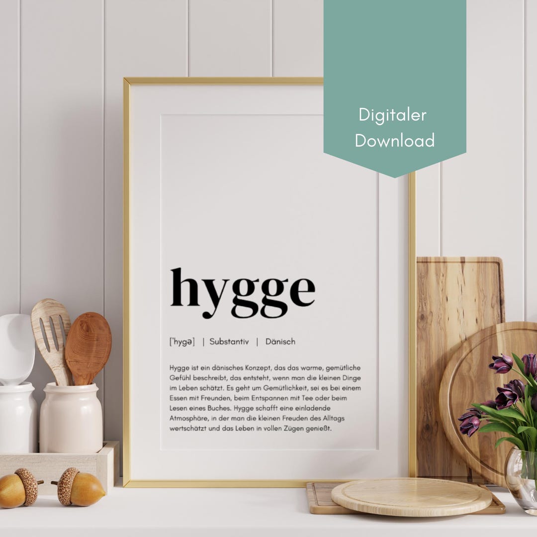 Hygge Definition Poster Digital Download Postcard Wall Art - Etsy