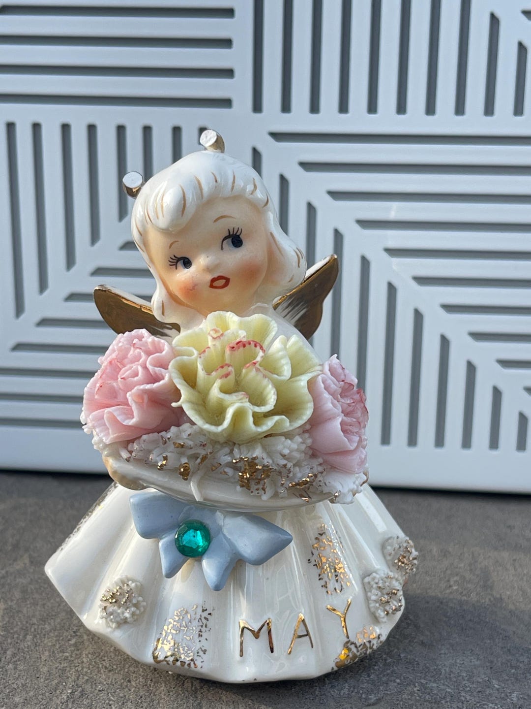 Vintage Lefton Birthday Angel Figurine 489, May Angel, Carnation ...