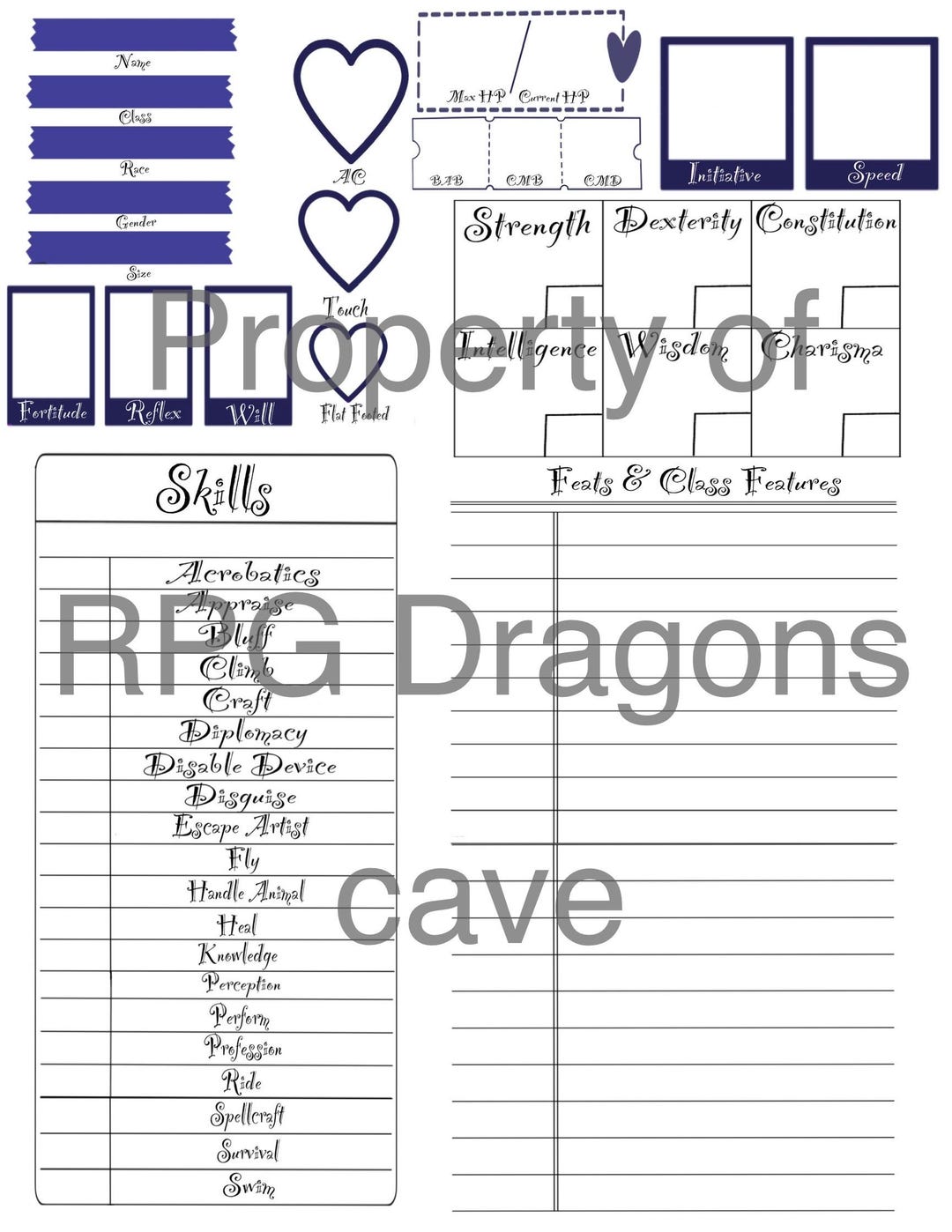Pathfinder 1e Character Sheet - Etsy