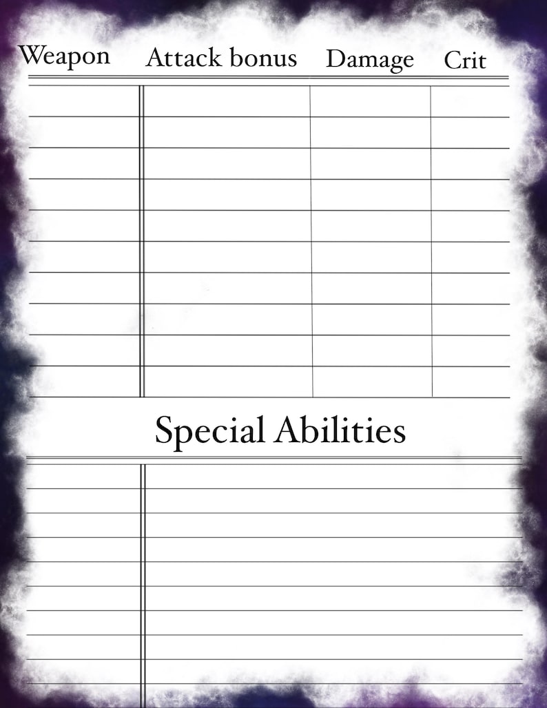 Custom Character Sheets - Etsy