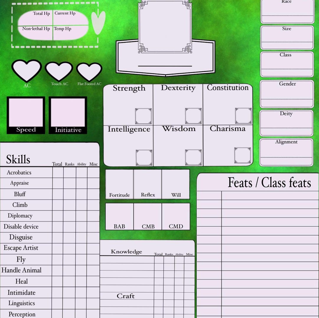 Pathfinder 1e Character Sheet - Etsy