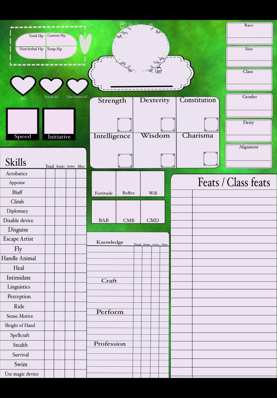 Pathfinder 1e Character Sheet - Etsy