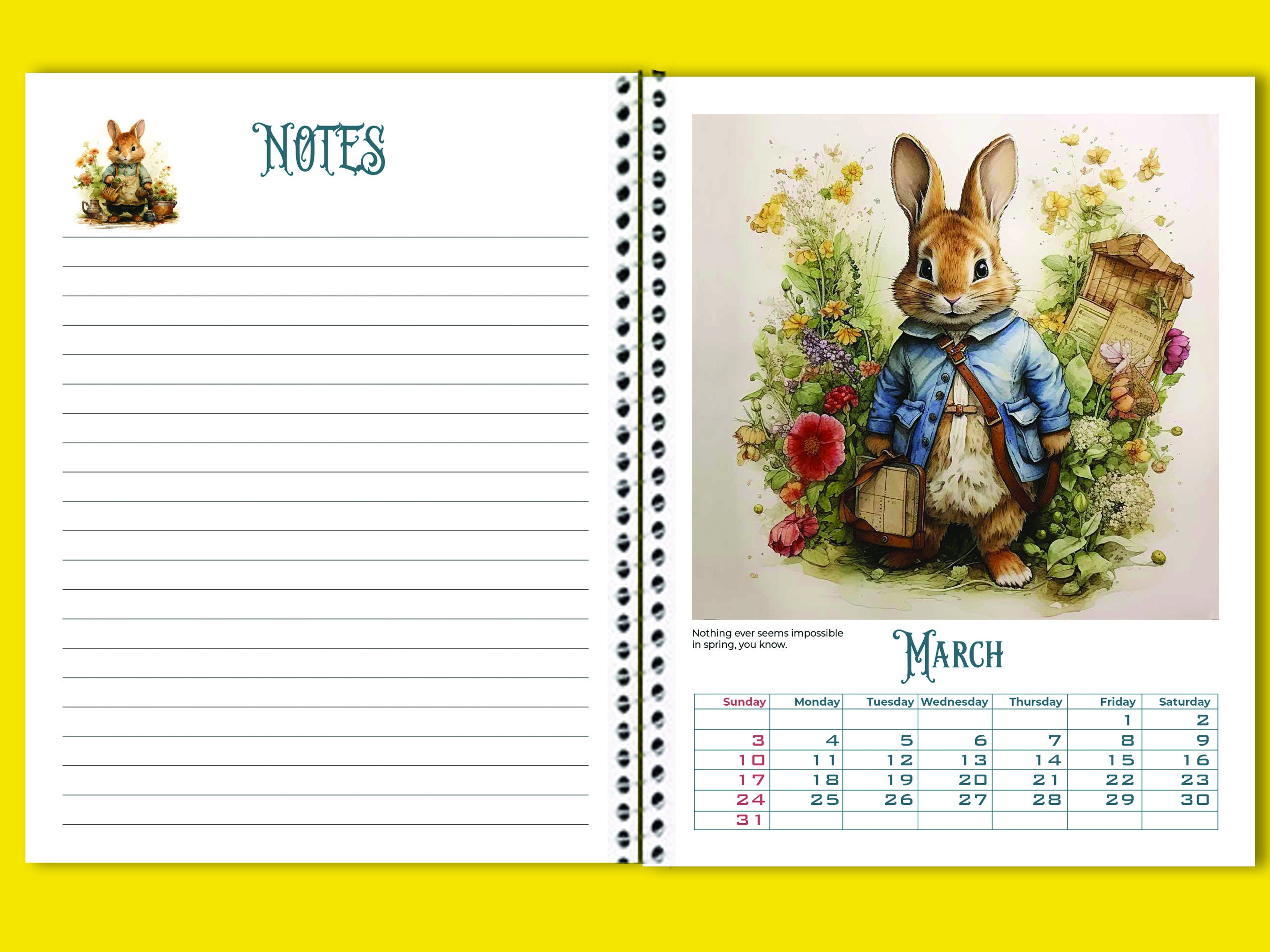 Bunny Tales: Adorable Calendar/notebook in the Style of Beatrix Potter ...