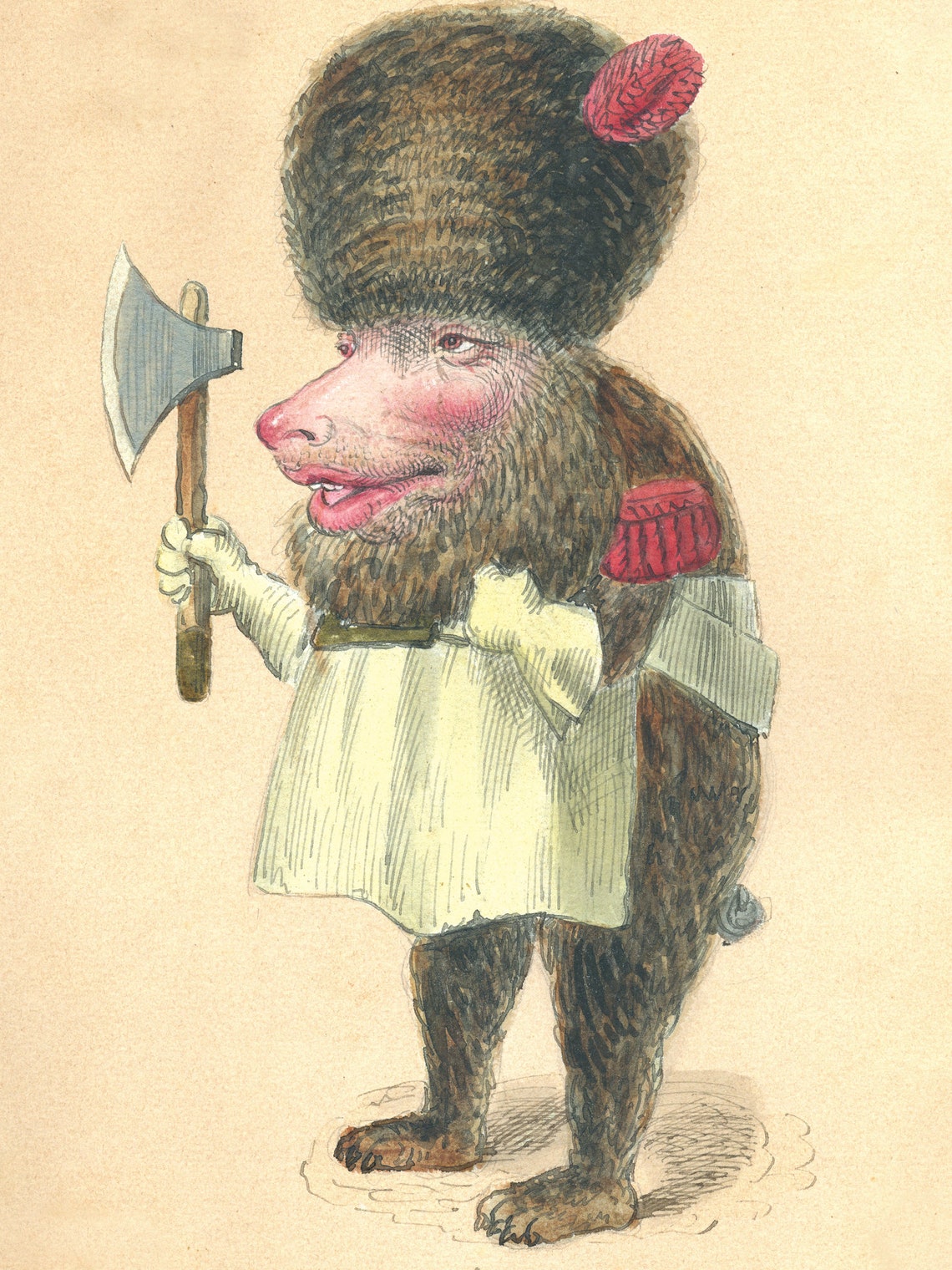 Charles Briton: Grizzly Bear in Russian Attire Holding an Axe - Etsy