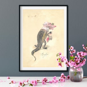 Charles Briton: Alligator With Spectacles and a Top Hat - Etsy