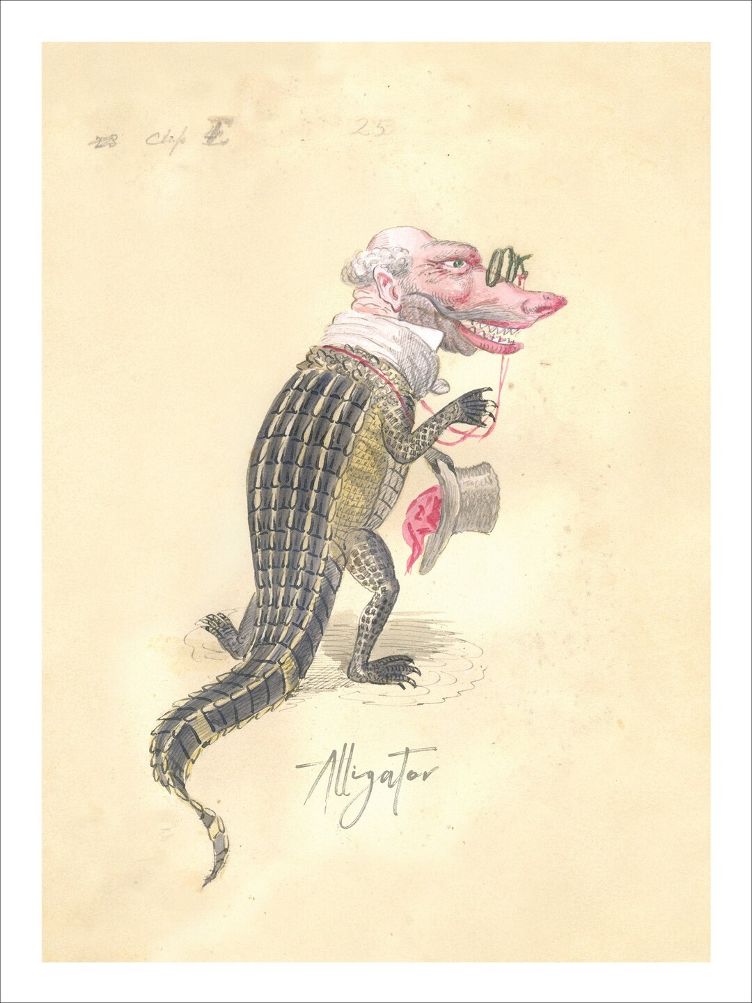Charles Briton: Alligator With Spectacles and a Top Hat - Etsy