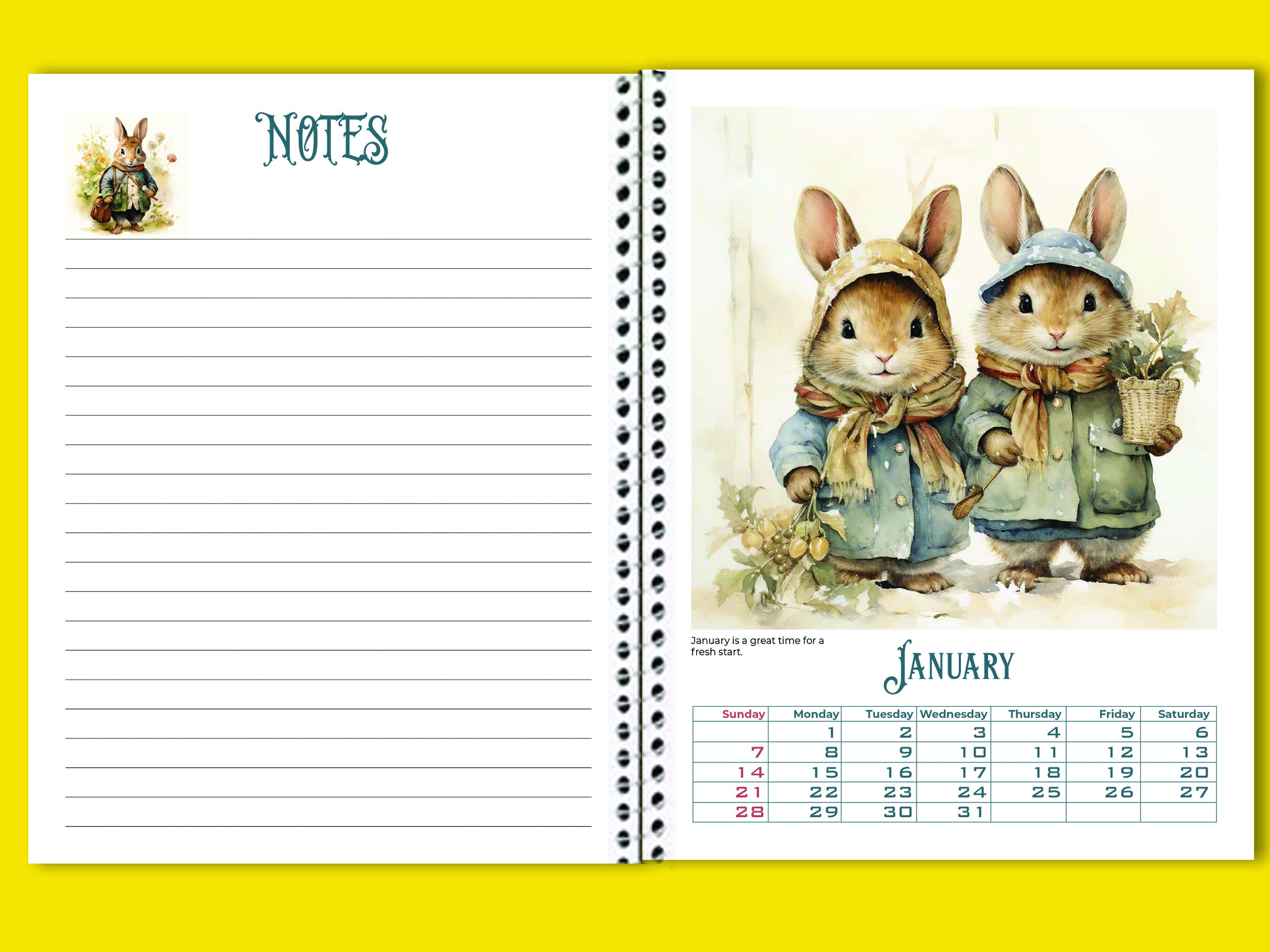 Bunny Tales: Adorable Calendar/notebook in the Style of Beatrix Potter ...