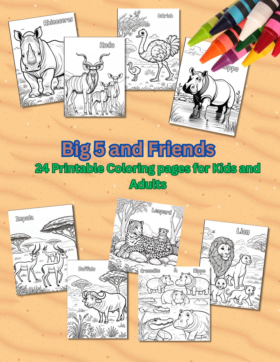 African Printable Coloring Pages for Kids Safari Digital Prints PDF ...