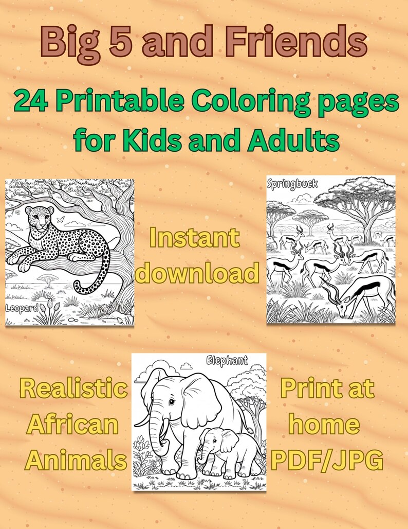 African Printable Coloring Pages for Kids Safari Digital Prints PDF ...