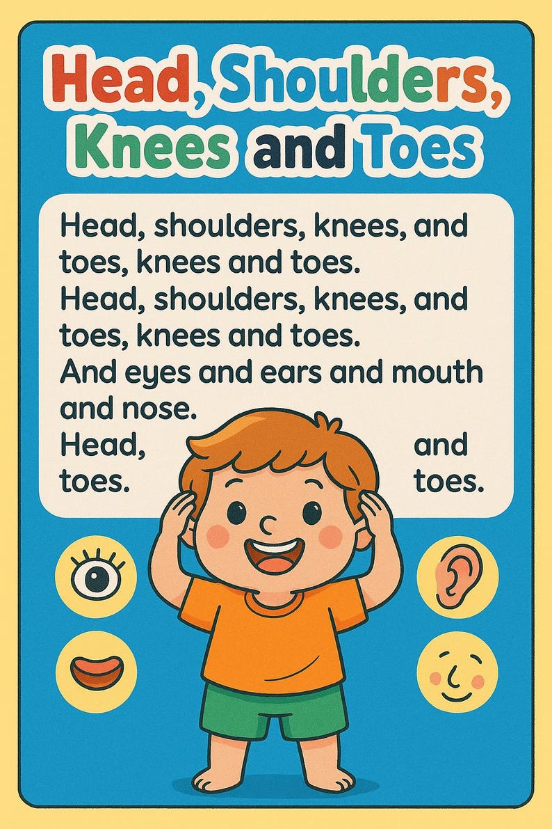 Nursery Rhymes Poster Bundle – 10 Classic Kids Songs for Nursery or ...