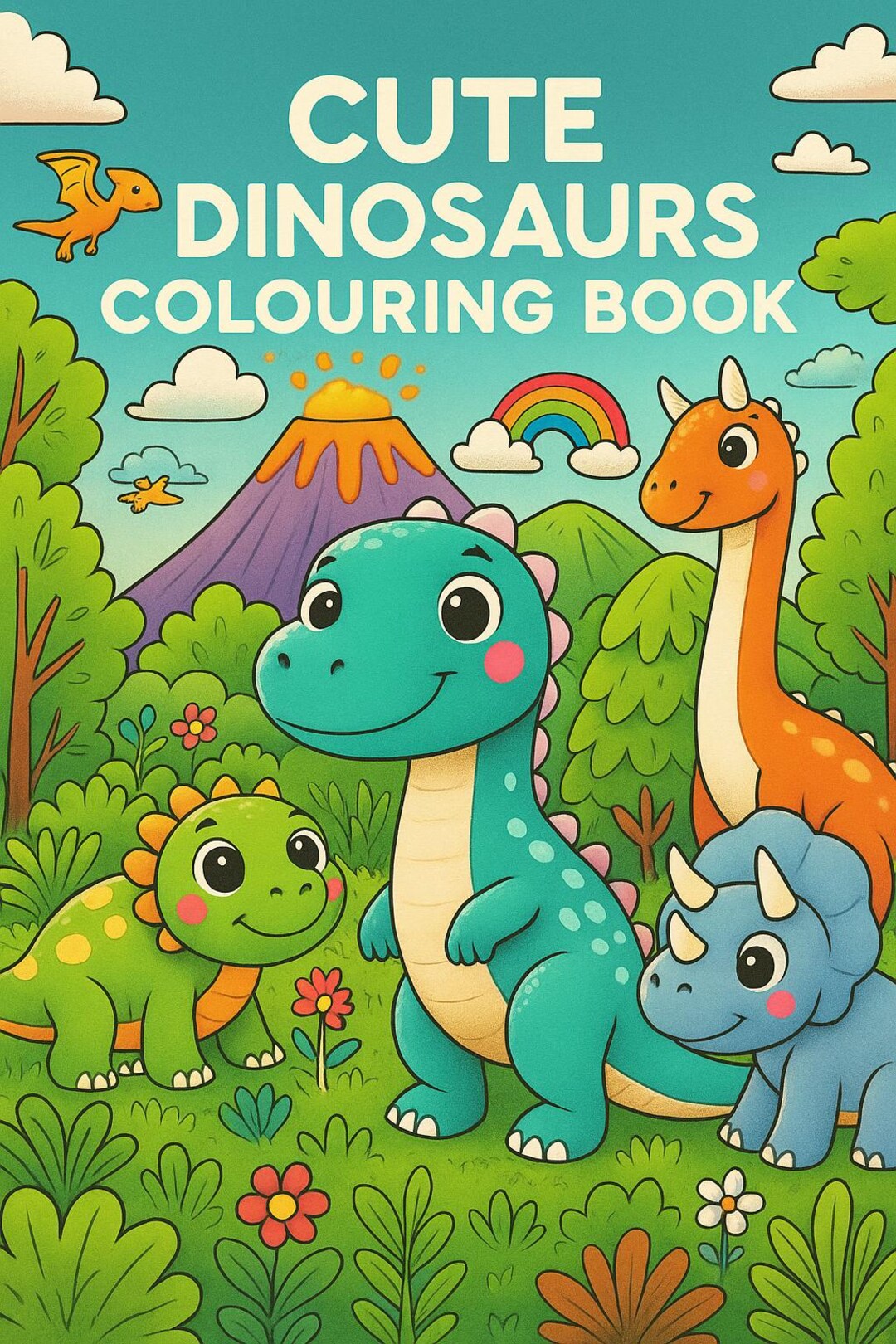 Cute Dinosaurs Coloring Book – Fun Printable Pages for Kids - Etsy