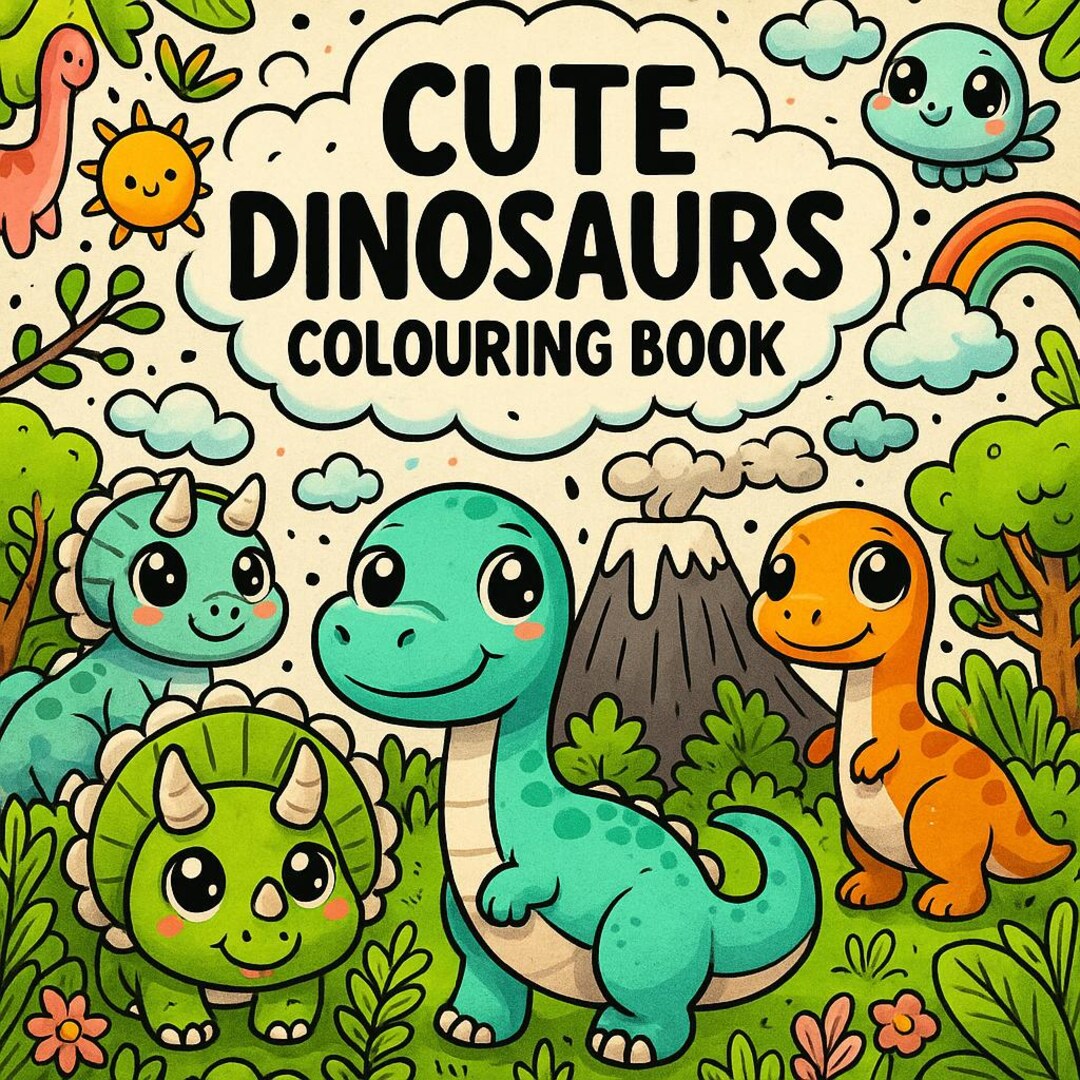 Cute Dinosaur Colouring Book – Fun Printable Pages for Kids - Etsy