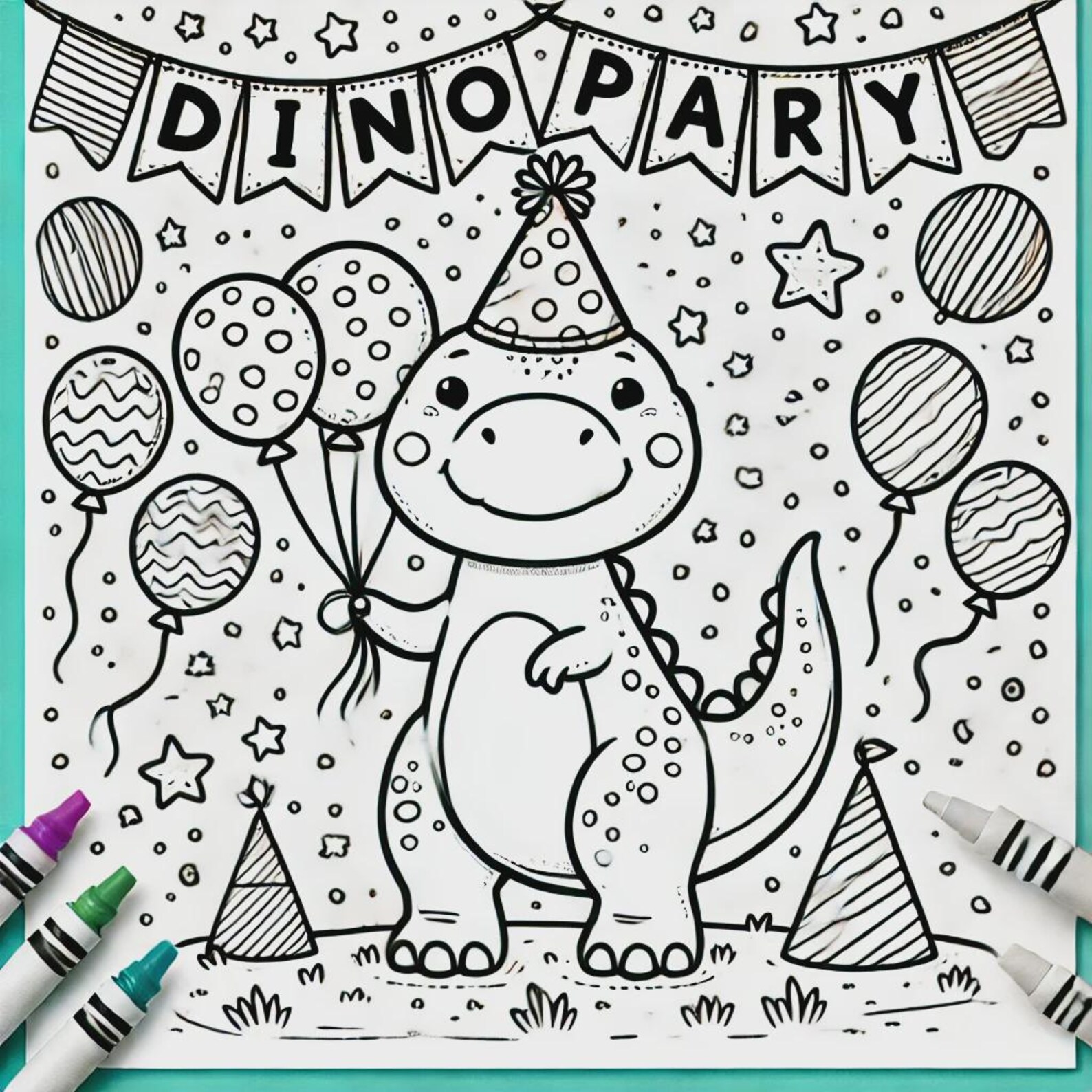 Cute Dinosaur Colouring Book – Fun Printable Pages for Kids - Etsy